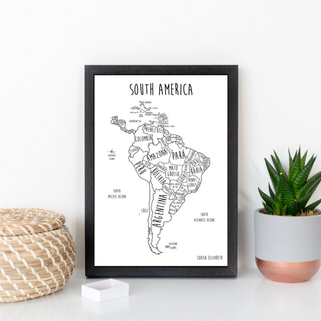 South America Print - Unframed Poster A4 Art Gift Map Of Wall by Etsy ...