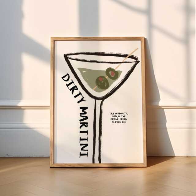 Dirty Martini Whimsical Print - Cocktails - Cocktail Prints, Kitchen ...