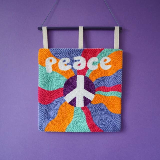 Peace Slogan Punchneedle Wall Art With Retro Design by Etsy | ufurnish.com