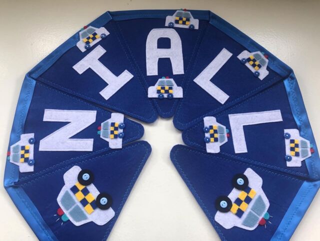 Police Car Bunting Pesonalised Decor Emergency Services Bedroom Boys ...