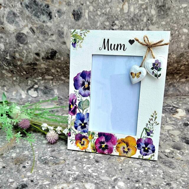 Mum Photo Frame, Christmas Decoupaged Wooden Free Standing Picture ...
