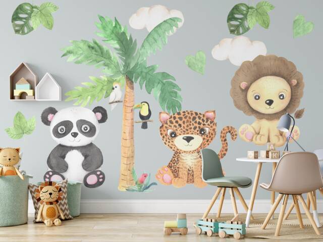 Jungle Stickers, Children's Wall Nursery Murals, Mural, Decals, Kids ...