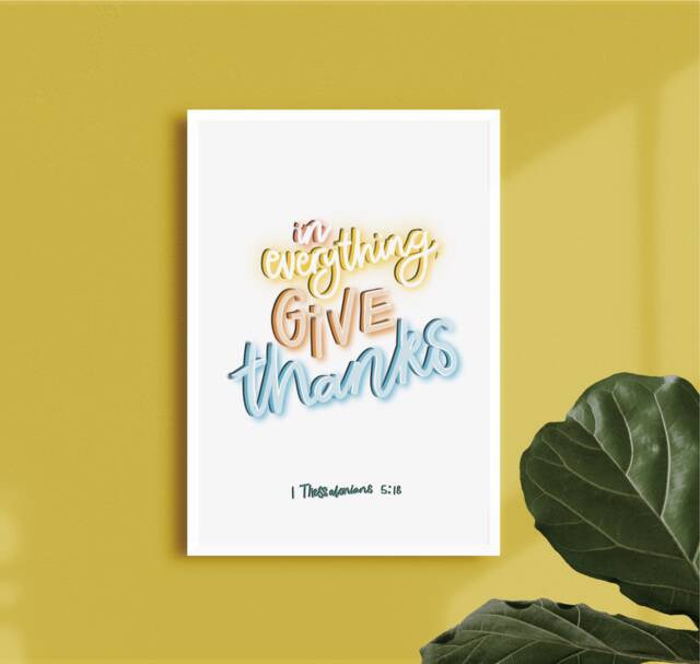 In Everything Give Thanks Print, Bible Verse Wall Art, Scripture 1 ...