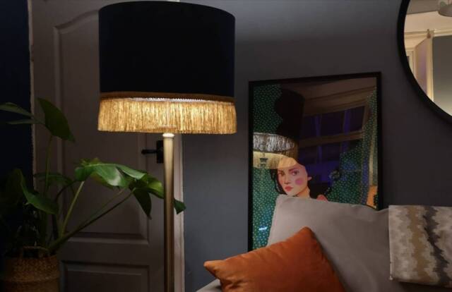 Navy Blue Velvet Lampshade With Gold Fringe by Etsy | ufurnish.com
