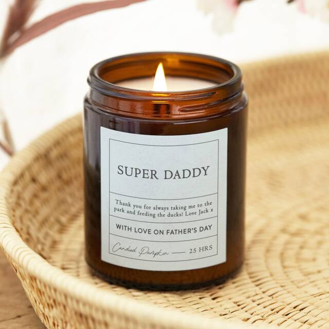 Personalised Father's Day Candle Super Daddy Gift, Scented Soy Wax by ...