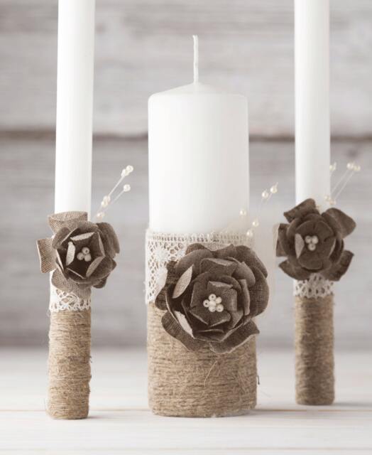 Rustic Wedding Unity Candle Set Burlap Roses & Pearls by Etsy ...