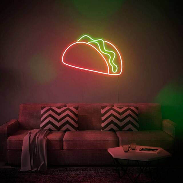 Taco Led Neon Sign - Light Room Interior Design Wall Art Decor Food by ...