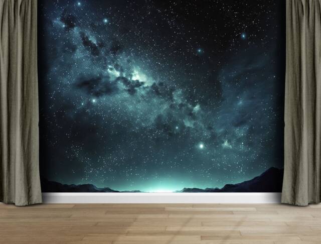 Starry Blue Night Sky Space Generative Ai Gift, Art Print Photomural ...