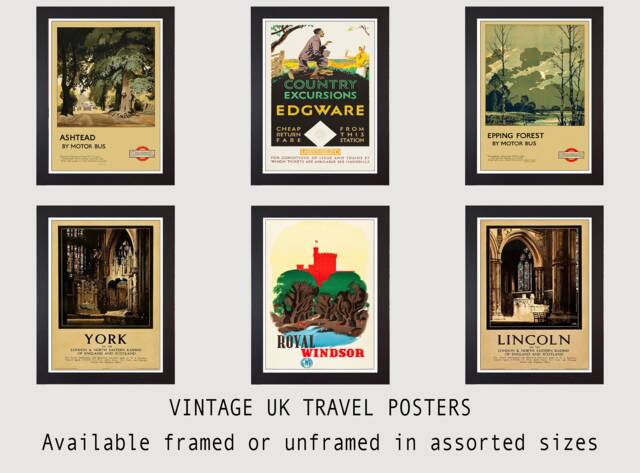 Vintage UK Travel Poster Prints/Available Framed 6 Different Designs ...