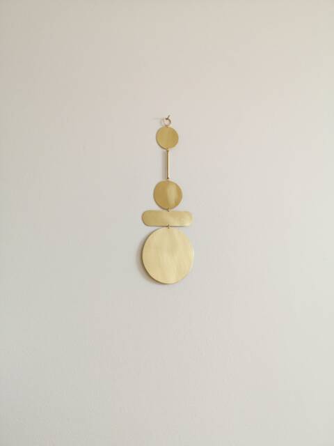 Brass Gold Wall Hanging. Minimalist Metal Sculpture. Simple Modern ...