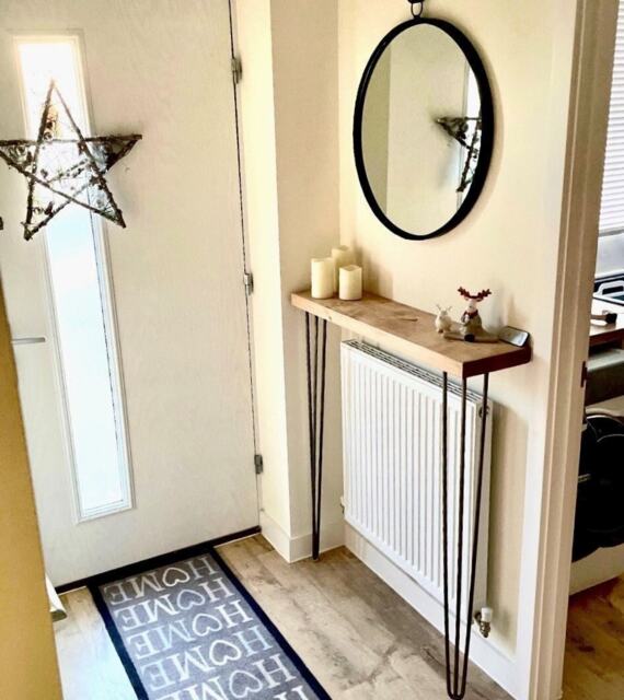 Rustic Console Table - Wooden Narrow Radiator Shelf Hallway Reclaimed ...