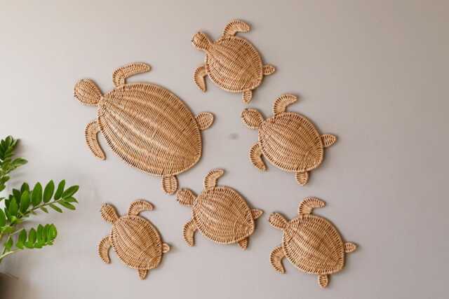 Turtle Wall Decor, Turtle Hanging Set For Nursery, Wicker Nautical ...