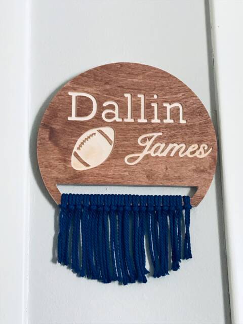 Customized Baby Name Wood Sign With Colored Macrame, Wood Wall Hanging ...