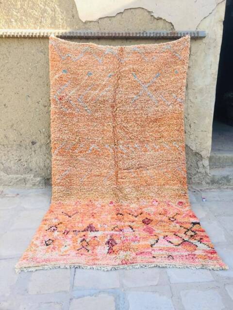 Boujaad Rug 5x9.5, Rainbow Rug, Orange Vintage Moroccan Boho Hand Made ...