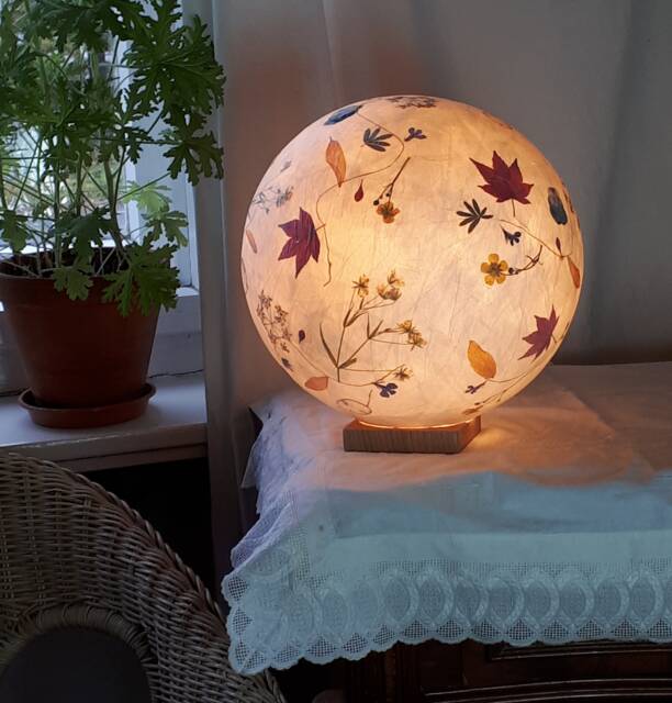 Lampshade 17 Made Of Tissue Paper With Maple, Chickweed, Lobelia ...