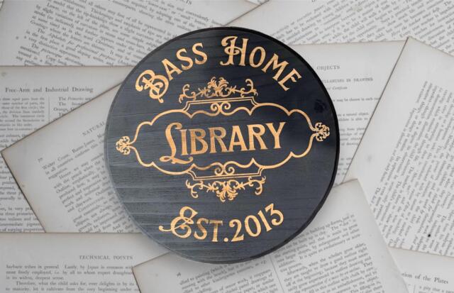 Custom Engraved Library Sign Vintage Wooden Book Lover Gift by Etsy ...
