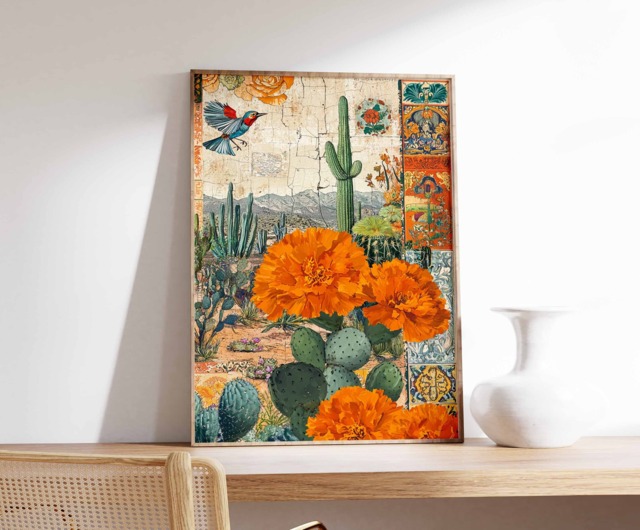 Vintage Mexican Poster, Prints, Decor, Traditional Latin Floral Print ...