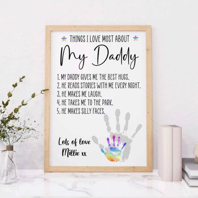 Personalised Daddy Print, Dad Gift, Personalised Family Father's Day ...