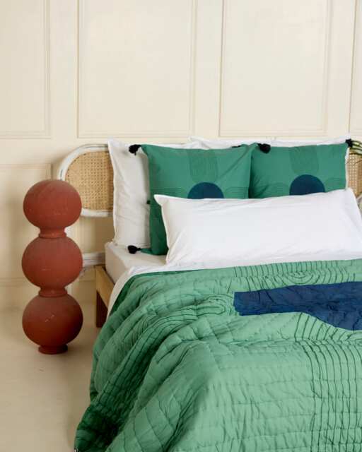 Handmade Twin Quilt Reversible Cotton Bedspread, Boho Modern Design by ...