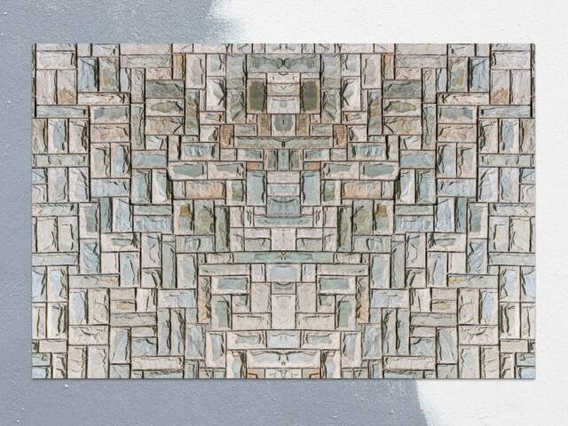 Greenish Stone Cube Vinyl Mat, Gray Linoleum Rug, Bronze Floor Solid ...