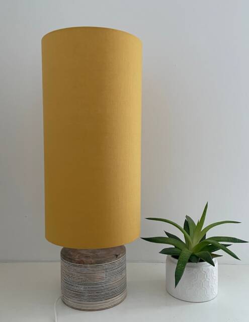 Mustard Yellow Textured 100% Linen Extra Tall Cylindrical Drum ...