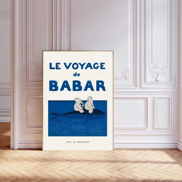 Babar The Elephant Whale Nursery Wall Art Retro Kids Decor Quote Genre ...