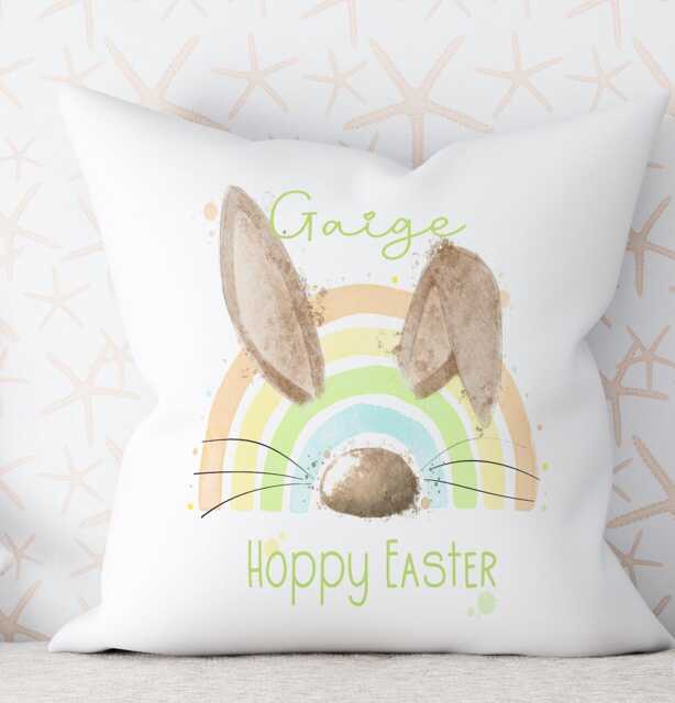 Personalised Easter Cushion, Bunny Rainbow, Children's Gift by Etsy ...