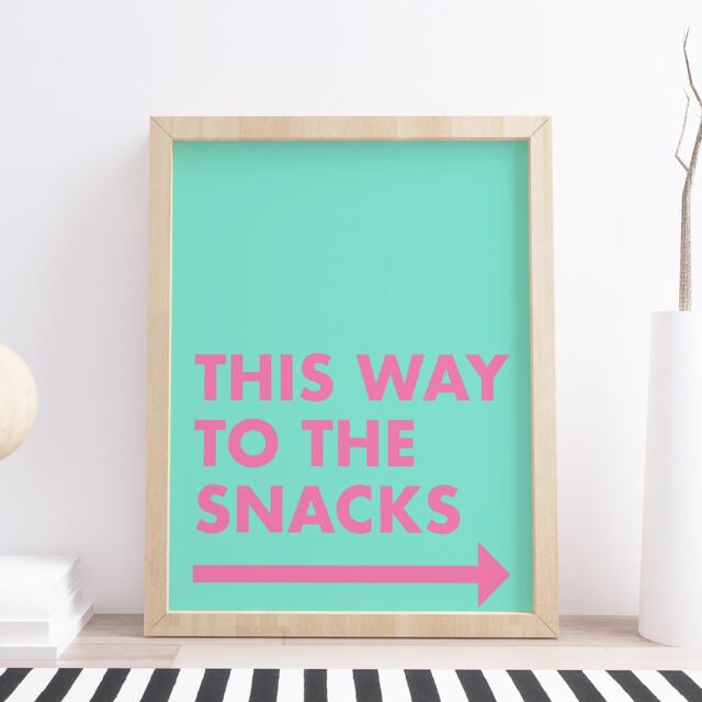 This Way To The Snacks Print - Kitchen Typography Colourful Bright ...