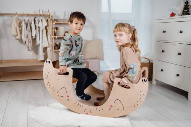 Personalized Wooden Seesaw & Table Chair, Climbing Arch & 2-In-1 Set ...