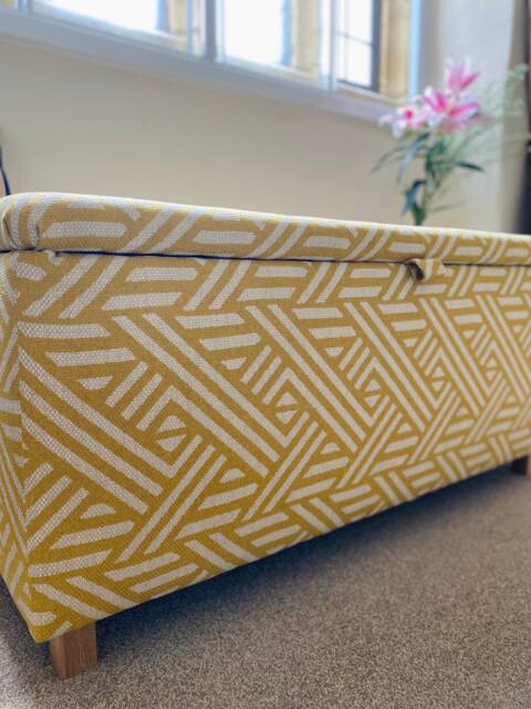 Large Ottoman in Luxury Linwood Saffron Aztec Weave by Etsy | ufurnish.com