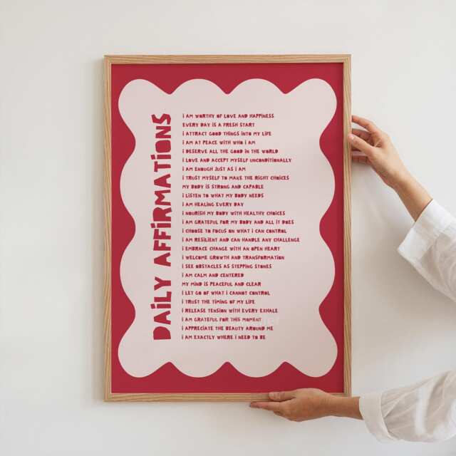 Daily Affirmations Poster, Positive Mindset Wall Art, Inspirational ...