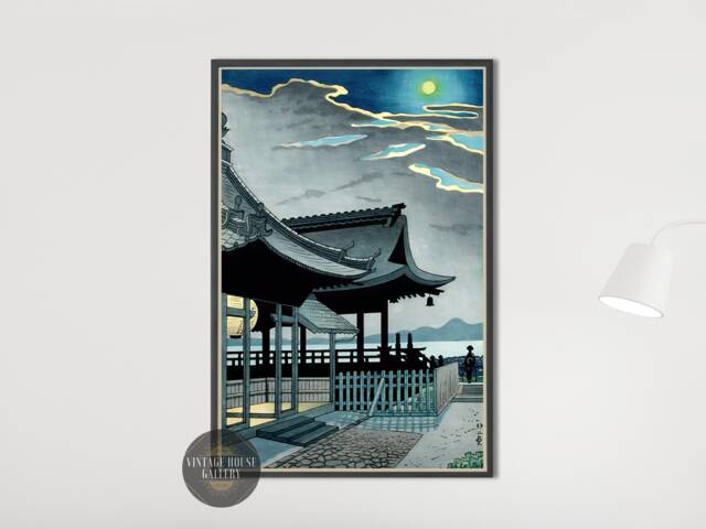 Moonlight in Mii Temple By Asano Takeji Ukiyo-E, Japanese Wall Art, Woodblock Restored Art by ...