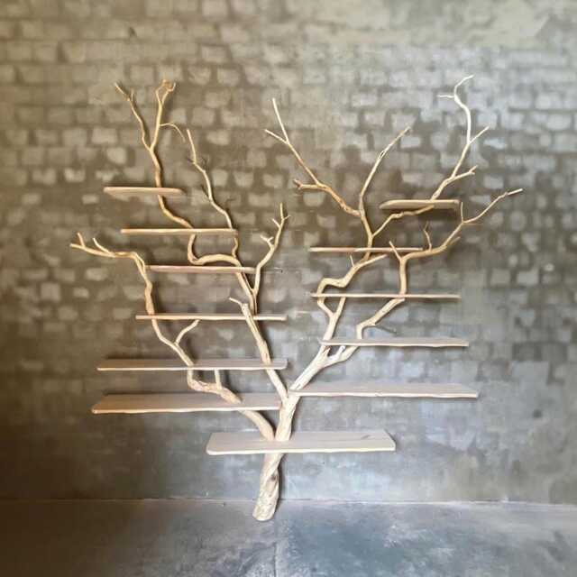 Tree Branch Bookshelf Floating Driftwood Shelves On Wall Decor Solid ...