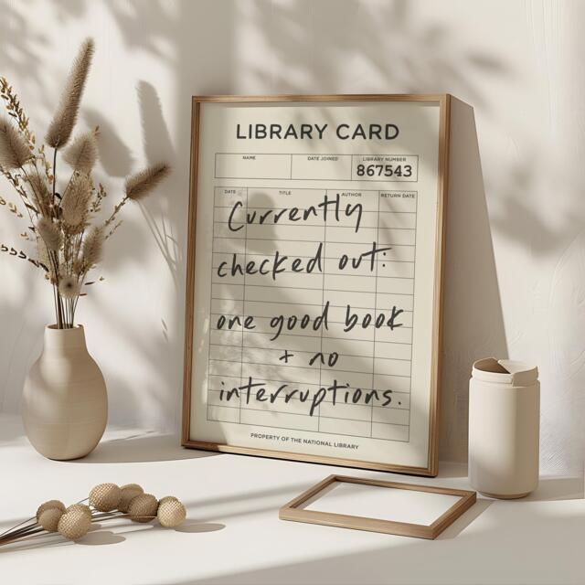 Personalised Library Card Print - Custom Message Wall Art For Book ...