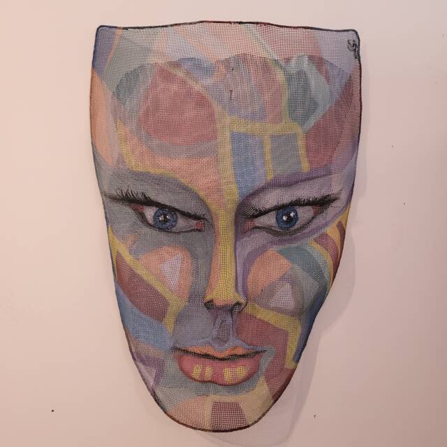 3D Wire Face Iron Mesh Sculpture, Wall Art , Lovely Mask , Art in Metal ...