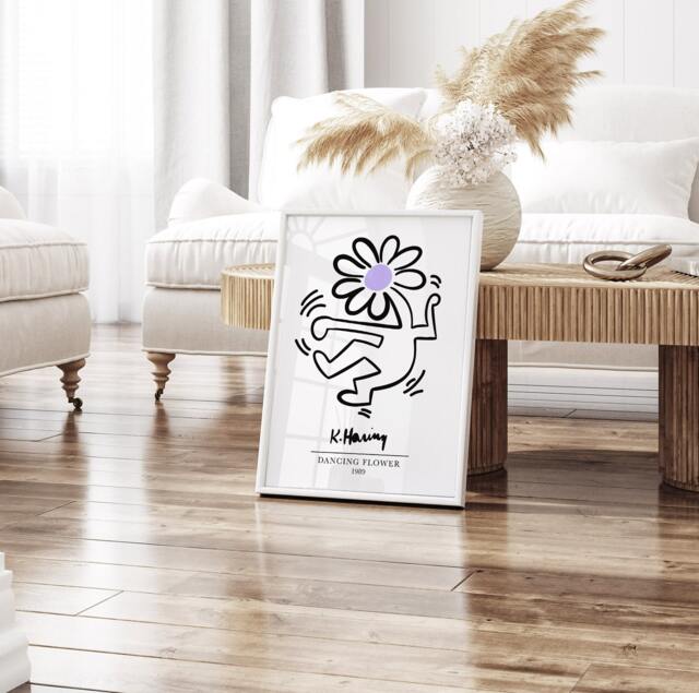 Lilac Purple Print, Wall Art, Keith Haring Poster, Retro Living Room ...