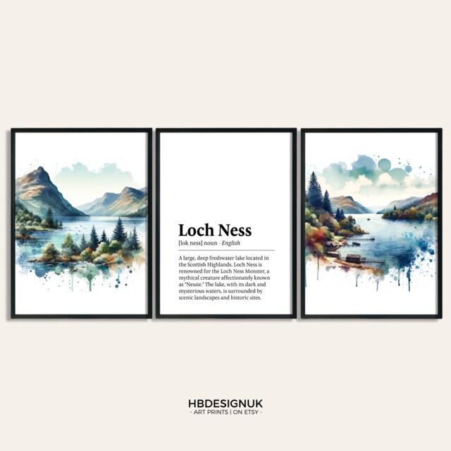 Loch Ness Print Set - Scotland Travel Posters - Birthday Gift Idea ...