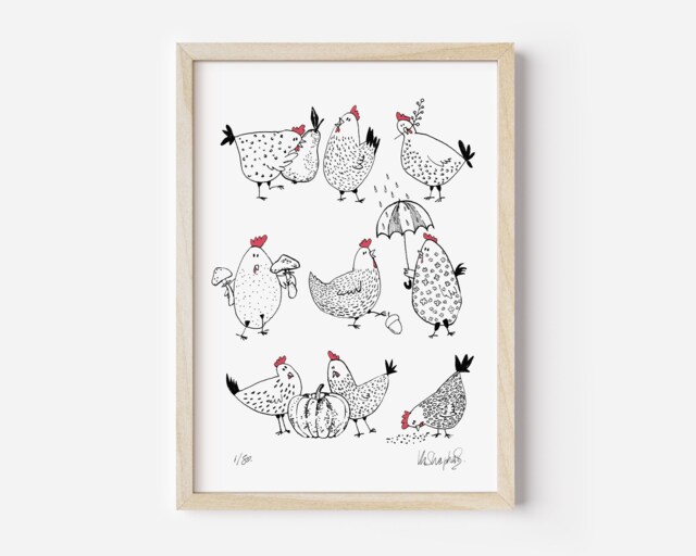 Chicken Art Print Rustic Farmhouse Kitchen Wall Decor - A4 by Etsy ...