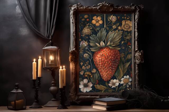 William Morris Designs Chandler Strawberry Art Poster, Artwork ...