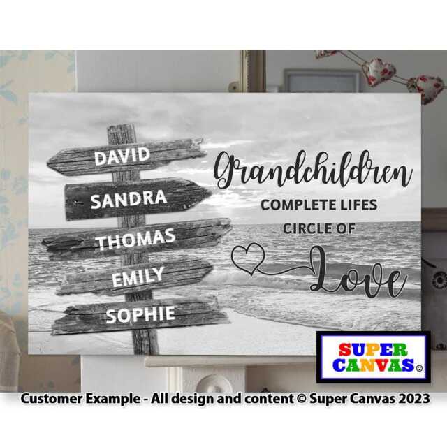 Grandchildren Family Street Sign Post Personalised With Names Picture ...