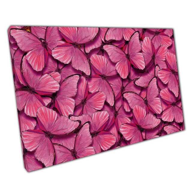 Layered Pink Butterfly Collage Abstract Canvas Print Nature-Inspired ...