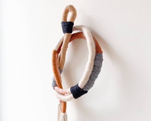Boho Macrame Knot Rope Wall Art, Modern Wrapped Hanging For Home Decor ...
