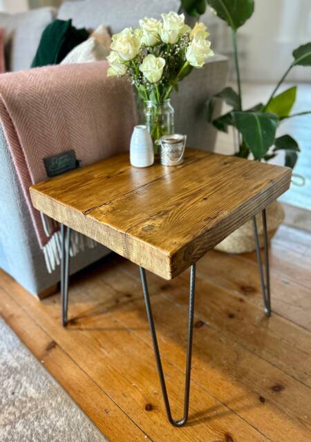 Handcrafted Scaffold Board Side Table - Square Handmade Rustic by Etsy | ufurnish.com