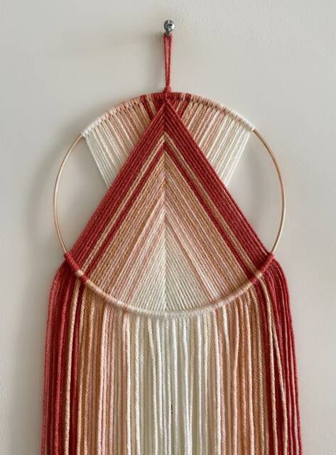 Pink & White Fading Ombre Yarn Hoop Wall Hanging/Macrame Dorm Nursery ...