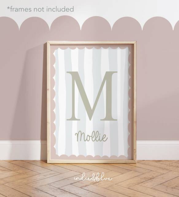 Personalised Initial Print, Unframed Name Poster, Girl Nursery Decor ...