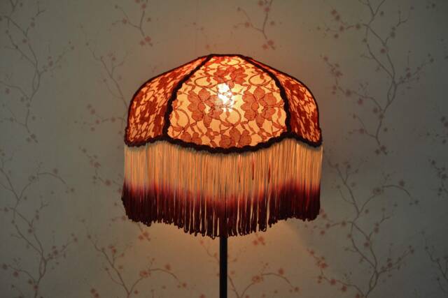 Red-Gold Floral Lampshade Handmade Victorian Fringe Shade by Etsy ...