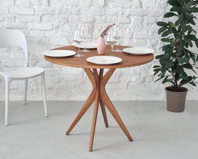 Wooden Round Dining Table 90cm Jubi by Etsy | ufurnish.com