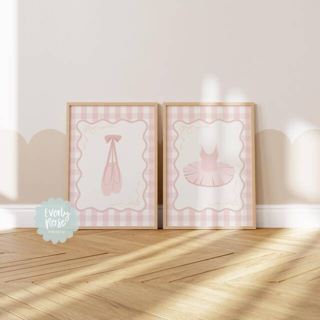 Set Of 2, Ballet Prints, Ballerina Decor, Scallop Design, Poster ...