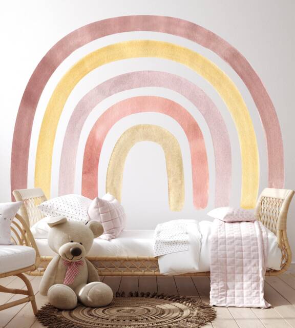 Neutral Rainbow Wall Decal, Sky Arch Decor Toddler Girls Bedroom, Large ...