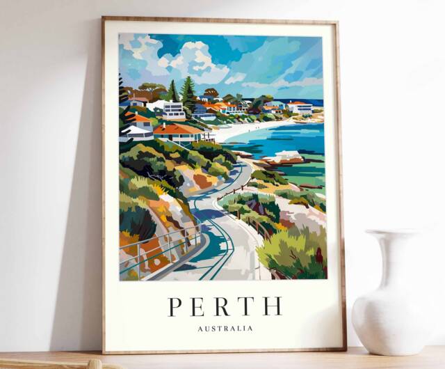 Perth Australia Travel Poster Coastal Art Print by Etsy | ufurnish.com